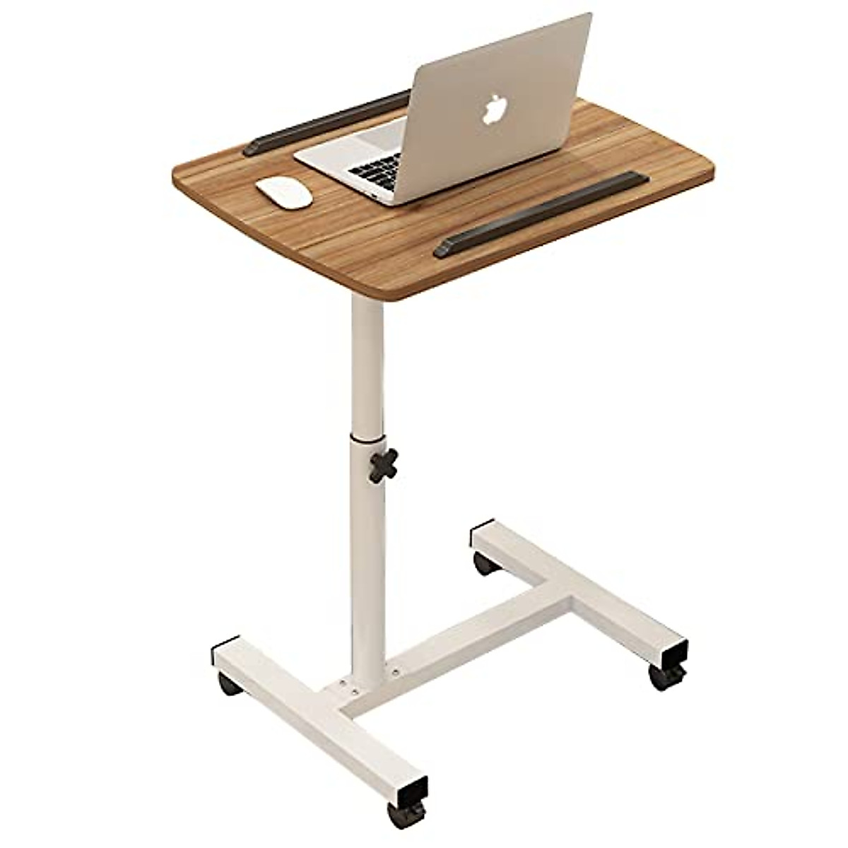 Highger Standing Desk Height Adjustable Laptop Desk, Portable Laptop Cart with Tilt-able Swivel Desktop, Ergonomic Rolling Desk with Wheels for Home Office