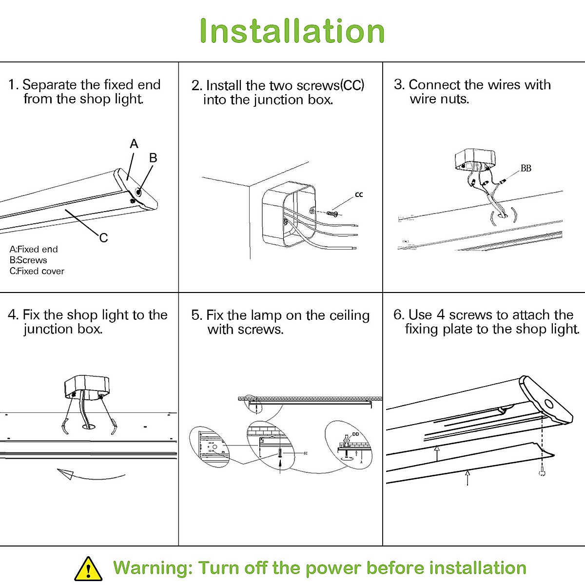 AUCHOIS 110W 8FT LED Shop Lights Ultra Slim LED Wraparound, 12600lm 5000K LED Strip Lights, 8 Foot Flush Mount Warehouse Garage Office Ceiling Light Fixture, Fluorescent Tube Replacement, ETL, 2 Pack