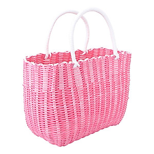 Healvian Handbags Purse Plastic Woven Shopping Basket with Handle Reusable Grocery Shopping Bag Shopping Tote Woven Storage Basket for Travel and Shopping Patricia Nash Patricia Nash Handbags