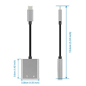 PEPPER JOBS USB-C to 3.5 mm Headphone Jack Adapter 2-in-1 USB-C to AUX Adapter with Fast Charging, Compatible with Samsung Galaxy S21 Series and More (C2PDA)