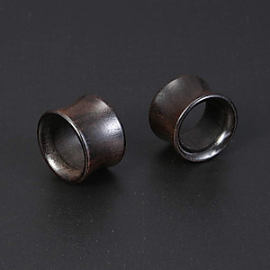 ZS Black Wood Tunnel Gauges Stretcher Expander Brown Ear Gauges Plugged Ears Wood Plugs Ear Stretching Kit Ear Plugs Tunnel Sandalwood (Black Tunnel-16mm)