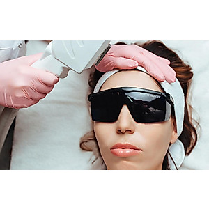 IPL190nm to 2000nm Laser Safety Glasses , UV Blocking Laser Glasses Eye Protection Protective Goggles Eyewear for Hair Removal Treatment and Laser Cosmetology Operator Eye Protection Adjustable Temple