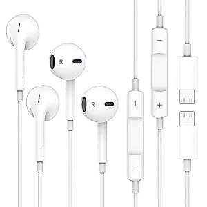 Apple Earbuds, 2 Pack iPhone Wired with Lightning Connector [Apple MFi Certified] Wired Earphones with Microphone Volume Control Music and Calling Headphones for iPhone 14/13/12/11/SE/X/XR/XS/8/7