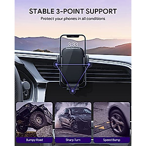 HHJ Phone Mount for Car [Super Stable & Easy] Upgraded Air Vent Clip Car Phone Holder Mount Fit for All Cell Phone with Thick Case Handsfree Car Mount for iPhone Automobile Cradles Universal