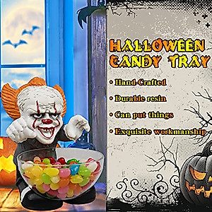 nezababy Halloween Candy Bowl Holder Horror Movie Gnomes Jason Freddy Clown Beetlejuice Nightmare Candy Holder Container Resin (Clown)