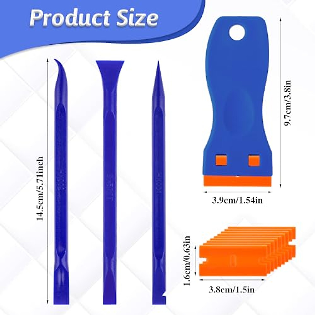 Plastic Scraper Portable Cleaning Scraper Replacement Window Scraper Scraper Tool with 10 Pcs Scraper Blades and 3 Pcs Double-Head Non Scratch Scraper for Sticker Labels Decals Cleaning