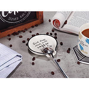 Christian Gifts for Women Men, Coffee Spoon Rest Holder, Coffee Bar Table Decor, Coffee Lover Accessories- Good Days Start with Coffee and Jesus - 05