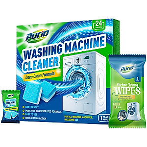 PURIO Washing Machine Cleaner Tablets 24-Ct Deep Cleaning Formula Washer Machine Cleaner Top Load & Front Load Standard & HE Washers