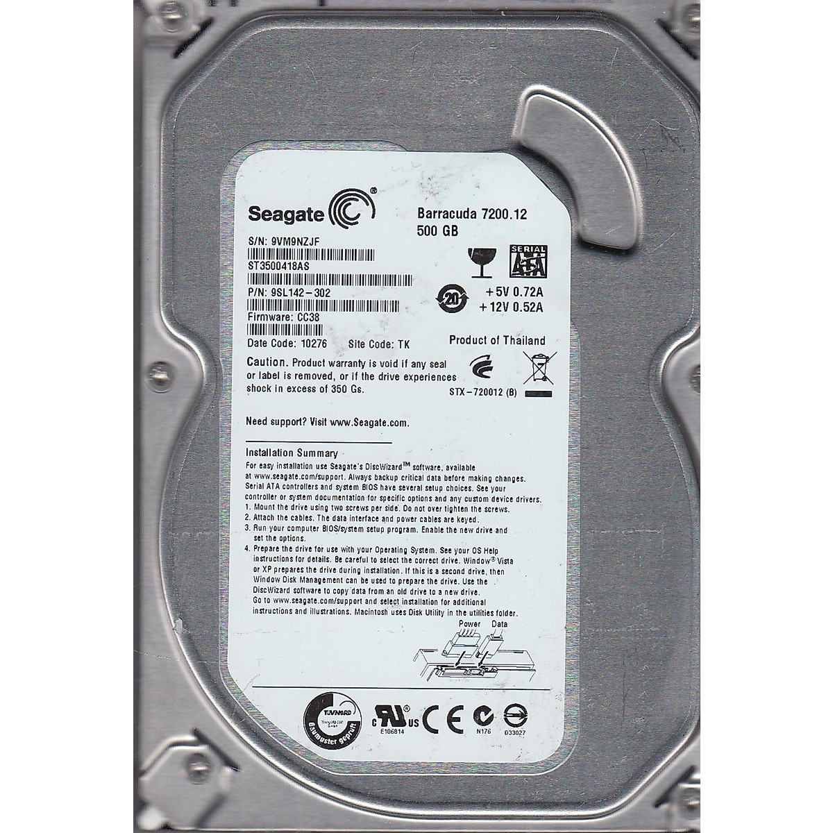 Seagate ST3500418AS 500GB Hard Drive