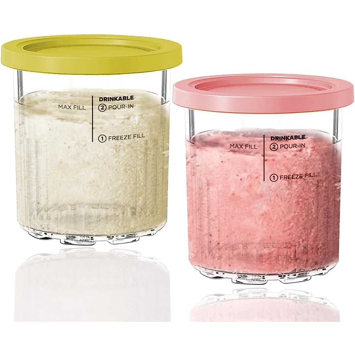 AFDLLDQM 24 oz. Extra Pint | Containers Replacement for Ninja Creami Pints and Lids - 4 Pack, Compatible with Ninja NC500, NC501 Series Creami Deluxe Ice Cream Maker - Dishwasher Safe