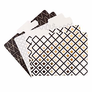 U Brands Classic File Folders Set, Office Supplies, Black, Gold and White, FSC Certified, 6 Count