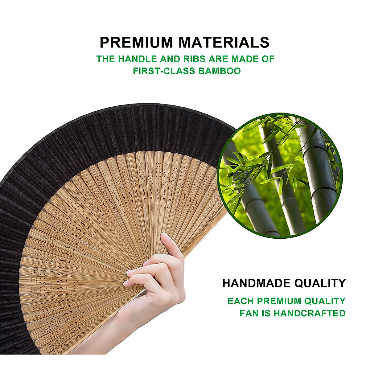 Amajiji 8.27"(21cm) Hand Held Bamboo Silk Folding Fan Hand Fan,Chinese/Japanese Charming Elegant Vintage Retro Style,Women Ladys Girls Best Gifts (Sexy Bamboo)