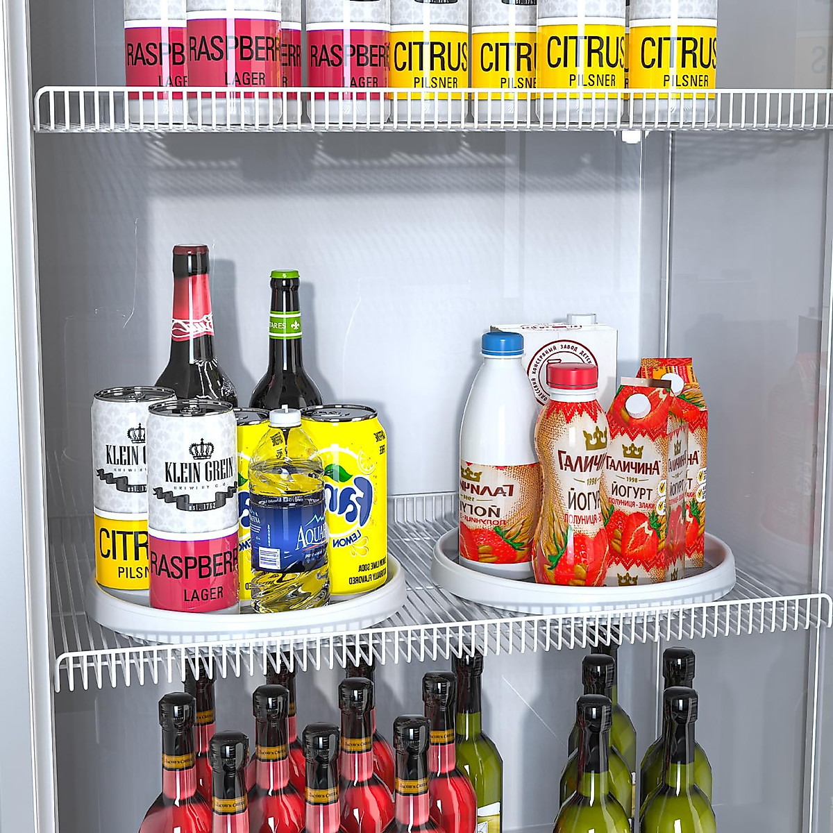 Pretireno Lazy Susan Turntable 2 Pack , Non-Skid Lazy Susan Organizer 10 Inch for Cabinet, Pantry, Kitchen, Countertop, Vanity Display Stand White/Gray