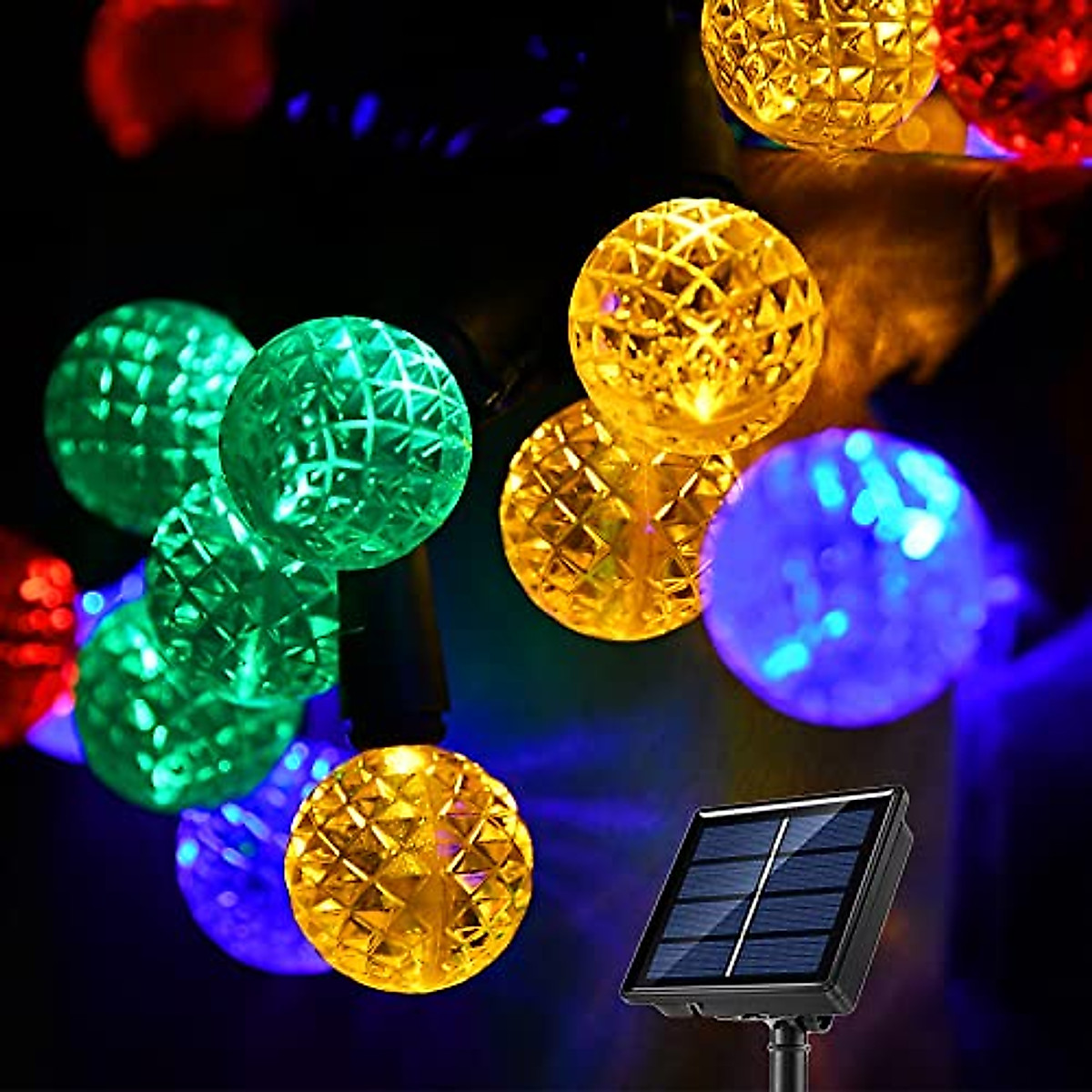 BeHiller Raspberry Solar Christmas Lights Outdoor, 50LED Globe String Lights with Tree Christmas Decotations,Twinkle Fairy Garden Solar Decorative Lights for Xmas Tree, Wedding, Party