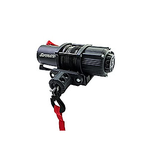 SuperATV Black Ops 2500 LB Winch Kit for UTV/ATV | Includes 50 Ft. Synthetic Rope | 12 Volt Winch | 1 HP Motor | Waterproof Seals and Solenoid | 166:1 Gear Ratio