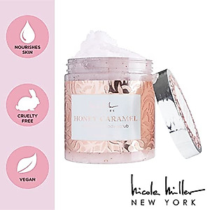 Nicole Miller Body Scrub – Smoothing Skin Care for Soft and Nourished Skin, Honey Caramel