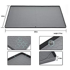 OFCTACK Under Sink Mat Silicone Waterproof Kitchen Cabinet Protectors with Unique Drain Hole Design Bathroom Under Sink Liner Shelf Mats (S, grey)