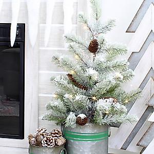 AuldHome Pine Cone Picks (6-Pack); Frosted Evergreen Christmas Decor Floral Stems for Wreaths, Vases and Holiday Arrangements