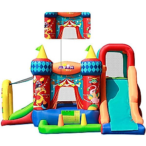 Inflatable Castle and Slide, Children S Playground Indoor Inflatable Toys Outdoor Circus Trampoline Square Playground Colors