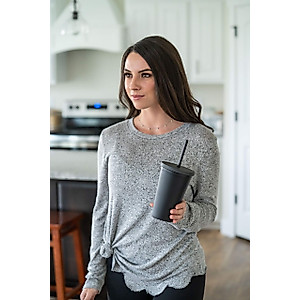 STRATA CUPS Classsic Black Tumblers with Lids (12 pack) - 16oz Colored Acrylic Cups with Lids and Straws | Double Wall Matte Plastic Bulk Tumblers With FREE Straw Cleaner! Customizable DIY Gifts