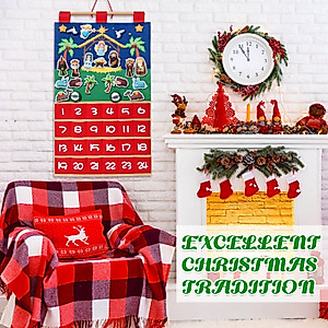 Timoo Nativity Advent Calendar 2024 Fabric Christmas Countdown Calendar for Kids Wall Christmas Advent Calendar with Pockets and 24 Unique Stuffed Figures