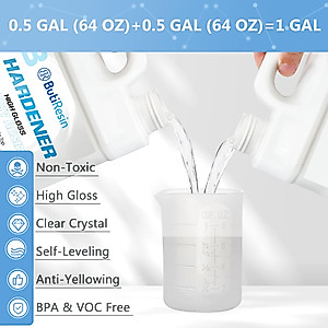 Epoxy Resin Crystal Clear 1 Gallon Kit, Self Leveling Bubbles Free Coating and Casting Resin and Hardener for Countertop, Table Top, Crafts, DIY Art, Wood, Jewelry, Molds, Bar Top 1:1 Ratio