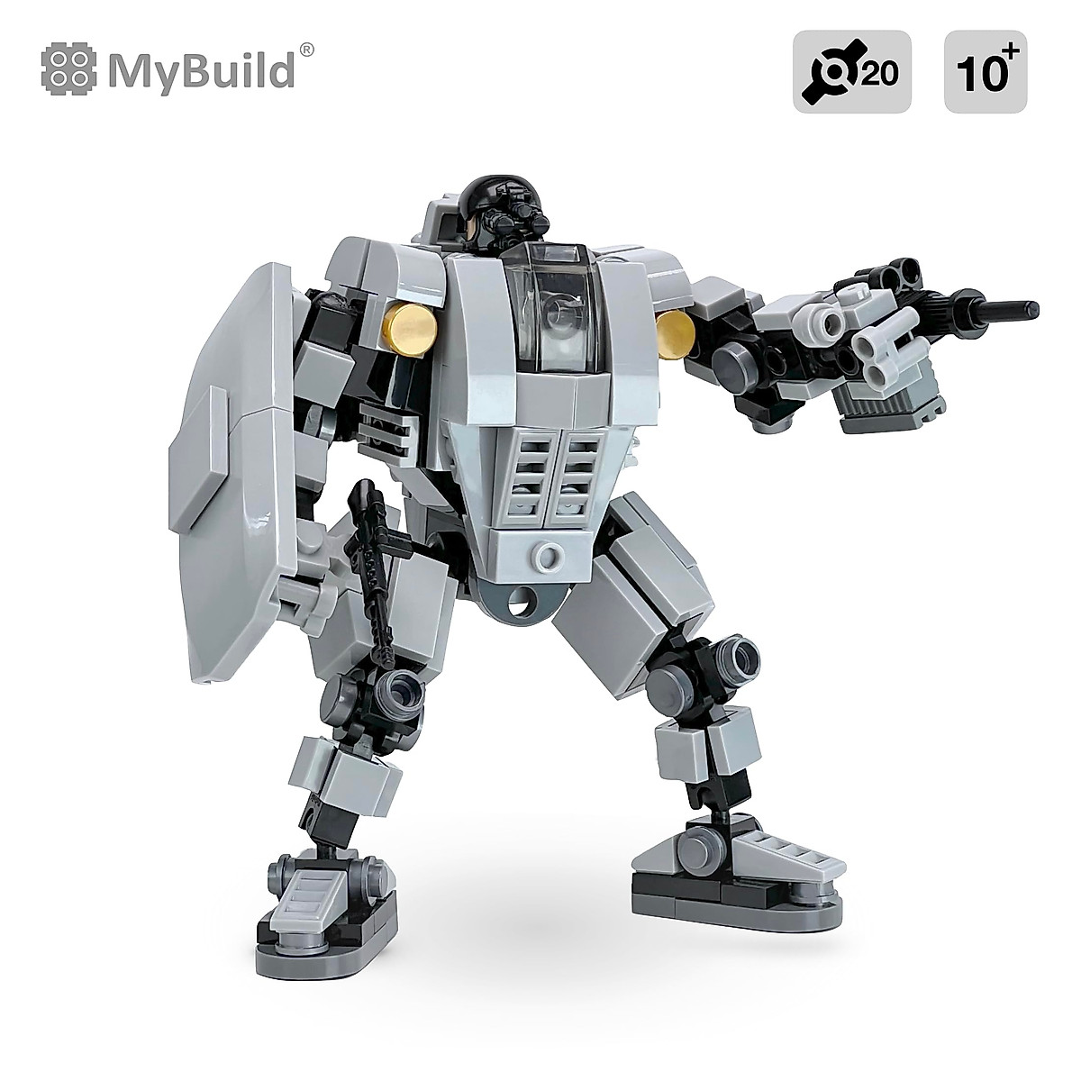 MyBuild Mecha Frame 5 Mech Suit Building Toys Gray Mech Building Bricks Base Defender MF05-A01