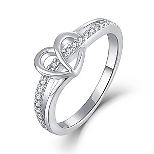 JO WISDOM Infinity Heart Statement Rings for Women 925 Sterling Silver Size 8