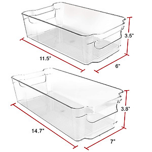 Greenco Refrigerator Organizer Bins, Stackable Fridge Organizer, Set of 8, Storage Containers with Durable Handles, Kitchen Organization Freezer, Pantry and Cabinets - BPA Free, Shatter Proof, Clear, Medium and Large