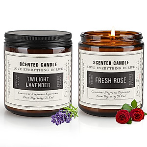 Candles for Home Scented, 14.4 oz Lavender Scented Candles, Sandalwood Rose Candles, 2 Pack Candles Gifts for Women, Large Candles Set Gifts for Mothers Day, Birthday, Christmas