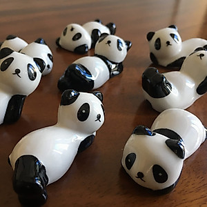 MIUFA Ceramic Cute Panda Chopsticks Rest Stand Holder for Chopsticks, Forks, Spoons, Pen,Gift for Boys Girls (Set of 8pcs)