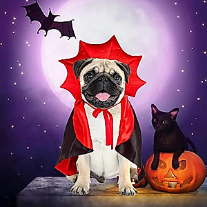 Dog Cape Costume - Halloween Pet Costumes Cat Vampire Cloak, Funny Cosplay Dress Devil Wizard Outfit, Dog Witch Clothes for Small Medium Dogs Cats Puppy, Dog Mantle Apparel for Halloween Party