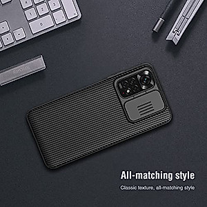 XiaoMi RedMi Note 11 (4G) Case with Camera Cover,Slim Fit Thin Polycarbonate Protective Shockproof Cover with Slide Camera Cover, Upgraded Case for XiaoMi RedMi Note 11 (4G) (Black)