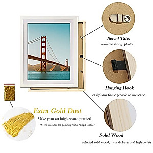 10x14 Wood Picture Frame Diamond Painting Frames Display 10x14in / 25x35cm Without Mat or 8x12in / 20x30cm with Mat 10x14 Frame for Photo Poster Puzzle Diamond Art Gallery Wall Hanging - White 2 Pack
