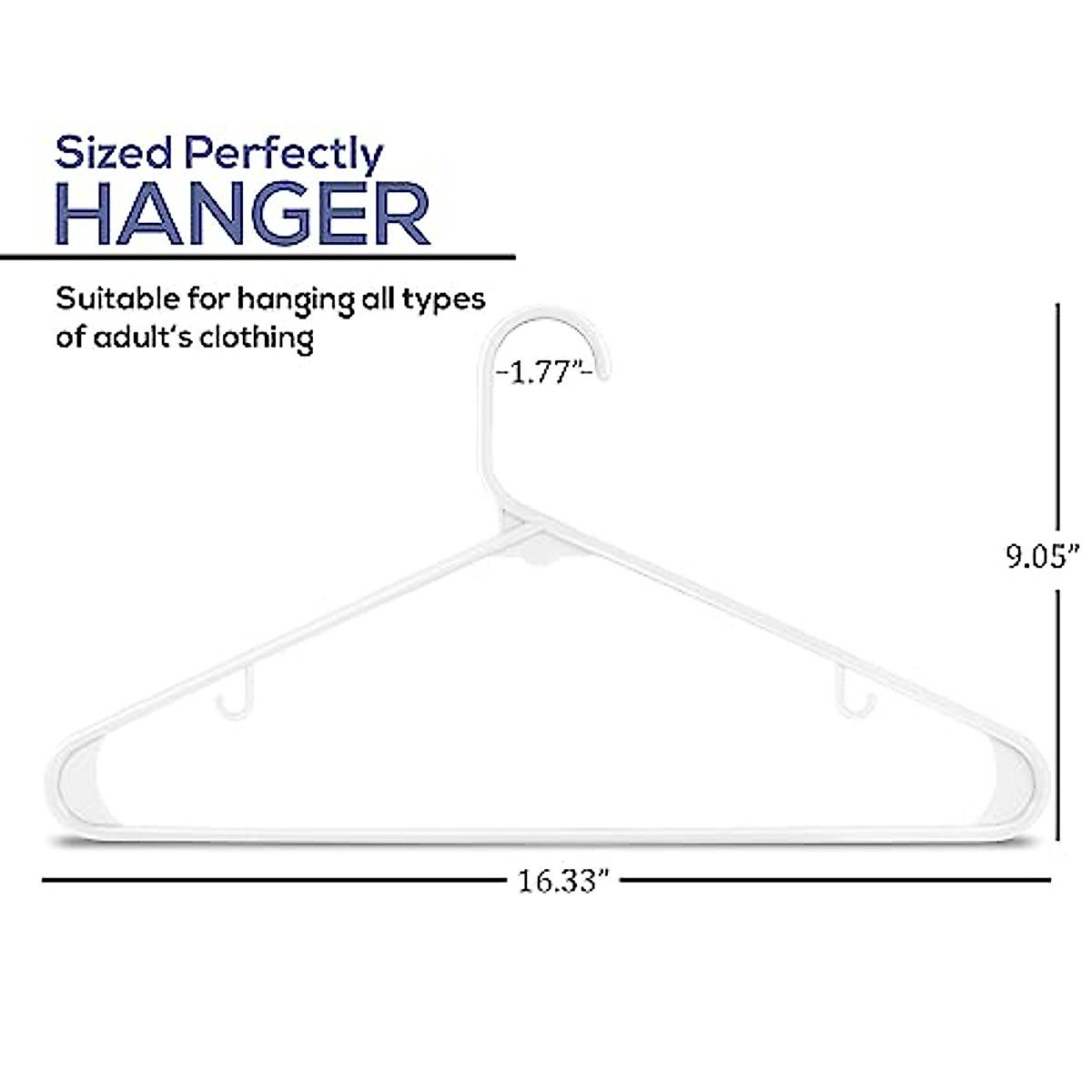 Utopia Home Plastic Clothes Hangers 50 Pack with Hooks - Durable & Space Saving Heavy Duty White Hangers for Coats, Skirts, Pants, Dress, Etc.