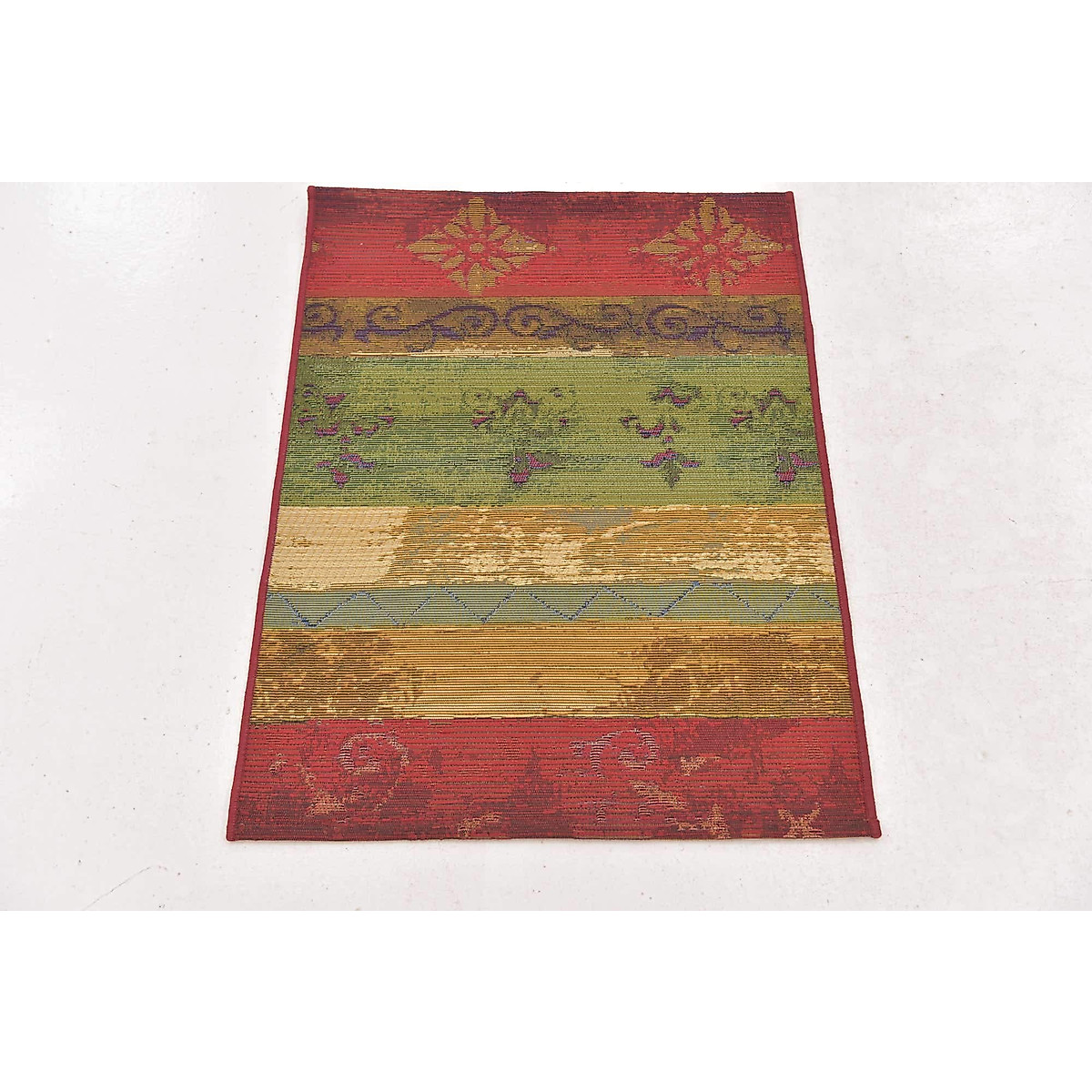 Unique Loom Outdoor Modern Collection Area Rug - Traditional (2' 2" x 3' 1" Rectangle, Multi/ Gold)
