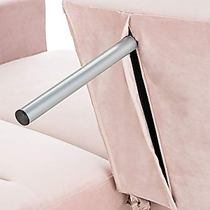 Safavieh Home Tribeca Glam Blush Velvet and Brass Foldable Sofa Bed