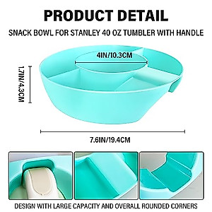 Snack Bowl for Stanley Cup, Reusable Snack Ring Tray Platter Compatible with Stanley 40 Oz Tumbler, 3 Compartments for Candy,Appetizer,Nuts,Popcorn, Cup Holder for Stanley Cup Accessories (Pink)