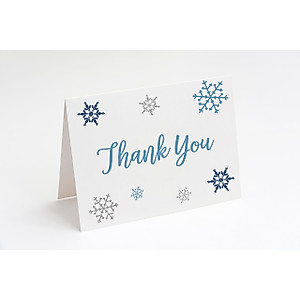 The Invite Lady Thank You Snow Much Cards Snowflake Baby Shower Notes Winter Wonderland Boys With Envelopes (24 count)