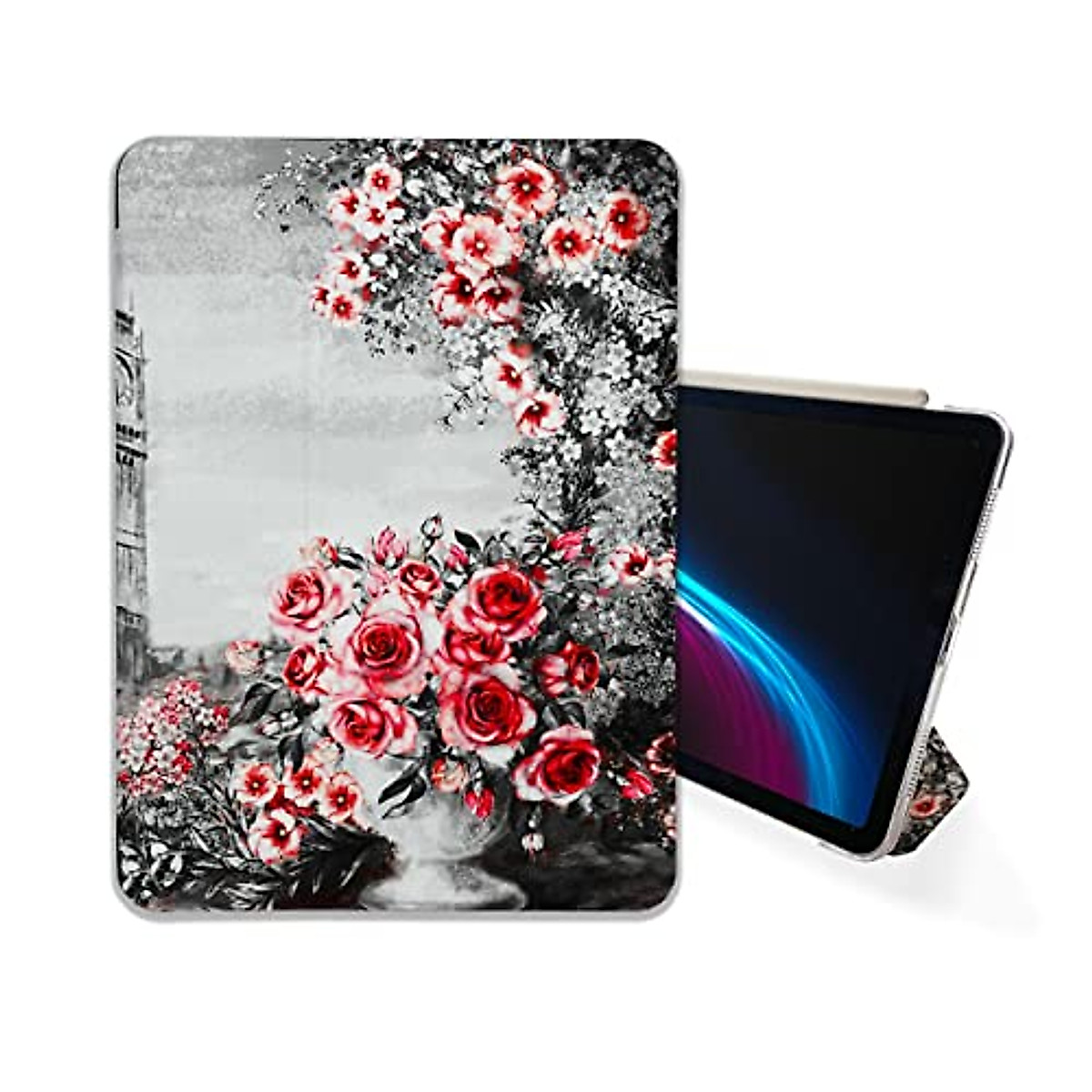 Big Ben London Roses case Compatible with iPad Mini Air Pro 7.9 8.3 9.7 10.2 10.9 11 12.9 inch Pattern Cover New 2022 2021 Trifold Stand 3 4 5 6 7 8 9 Generation 190 (11" Pro 1/2/3 gen)