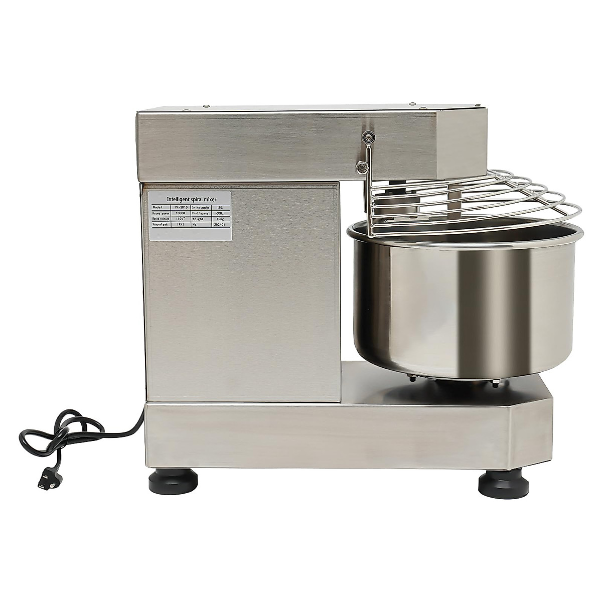 SBPKMARSCT Commercial Food Mixer, 750W 110V 12Qt Dual Rotating Dough Kneading Machine with Food-grade Stainless Steel Bowl Dough Mixer for Bread Pizza Making Cream Eggs Whipping (12QT), Silver