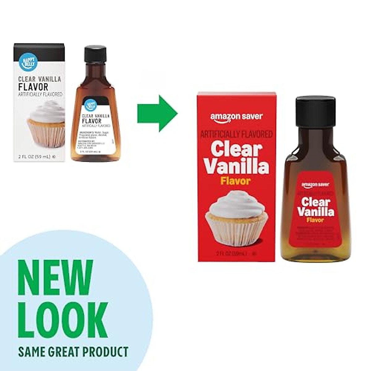 Amazon Saver, Clear Vanilla Flavor Extract, 2 Fl Oz (Previously Happy Belly, Packaging May Vary)