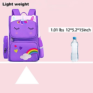 HT HONOR . TRUST Girls Backpack for Preschool Toddler ,15inch Kids Backpacks for Girls Purple Bookbags Kindergarten Children's School bag