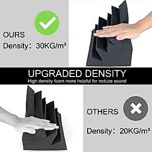 DEKIRU 8 Pack Acoustic Foam Bass Traps Corner Block 12" X 7" X 7", Studio Foam Sound Proof Foam Panles Noise Dampening Wall Soundproofing Padding, Ideal for Studio, Home or Theater