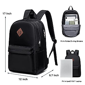 School Backpack for Women & Men - Casual School Backpack Water Resistant Bookbag with Laptop & Bottle Side Pockets for Boys Girls School Bag for Elementary Middle High School College Students