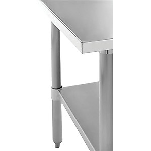 Kratos Commercial Worktable, Stainless Steel Kitchen Prep Table 30" Dx96 W with Undershelf and Backsplash, NSF, 18ga/304SS (28W-073)