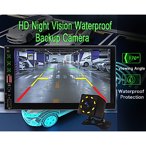 Double Din Car Stereo Compatible with Wireless Apple Carplay and Android Auto,7 Inch Touch Screen with Bluetooth 5.2,16-Segment EQ Car Audio Receivers,Mp5,Mirror Link,HD Backup Camera,FM Car Radio