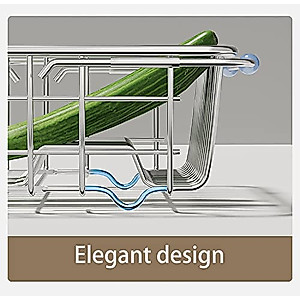 PEAKXCAN Retractable Stainless Steel Kitchen Draining Rack, Sink Draining Basket, Fruit and Dish Rack, Dish Washing Basket, Draining Bowl Rack