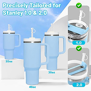Pyard Upgraded 6Pcs Silicone Spill Proof Stopper Set, Accessories for Stanley Cup 1.0/H2.0 Tumbler 20oz/30oz/40oz, Straw Cover Cap for Stanley, Square Spill Stopper, Round Leak Stopper for Stanley