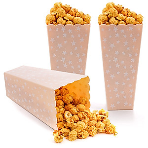 Tebery 21 Pack Plastic Open-Top Popcorn Boxes, 7.7" Tall x 4" Square Pink Reusable Popcorn Container for Home Movie Theaters, and Parties